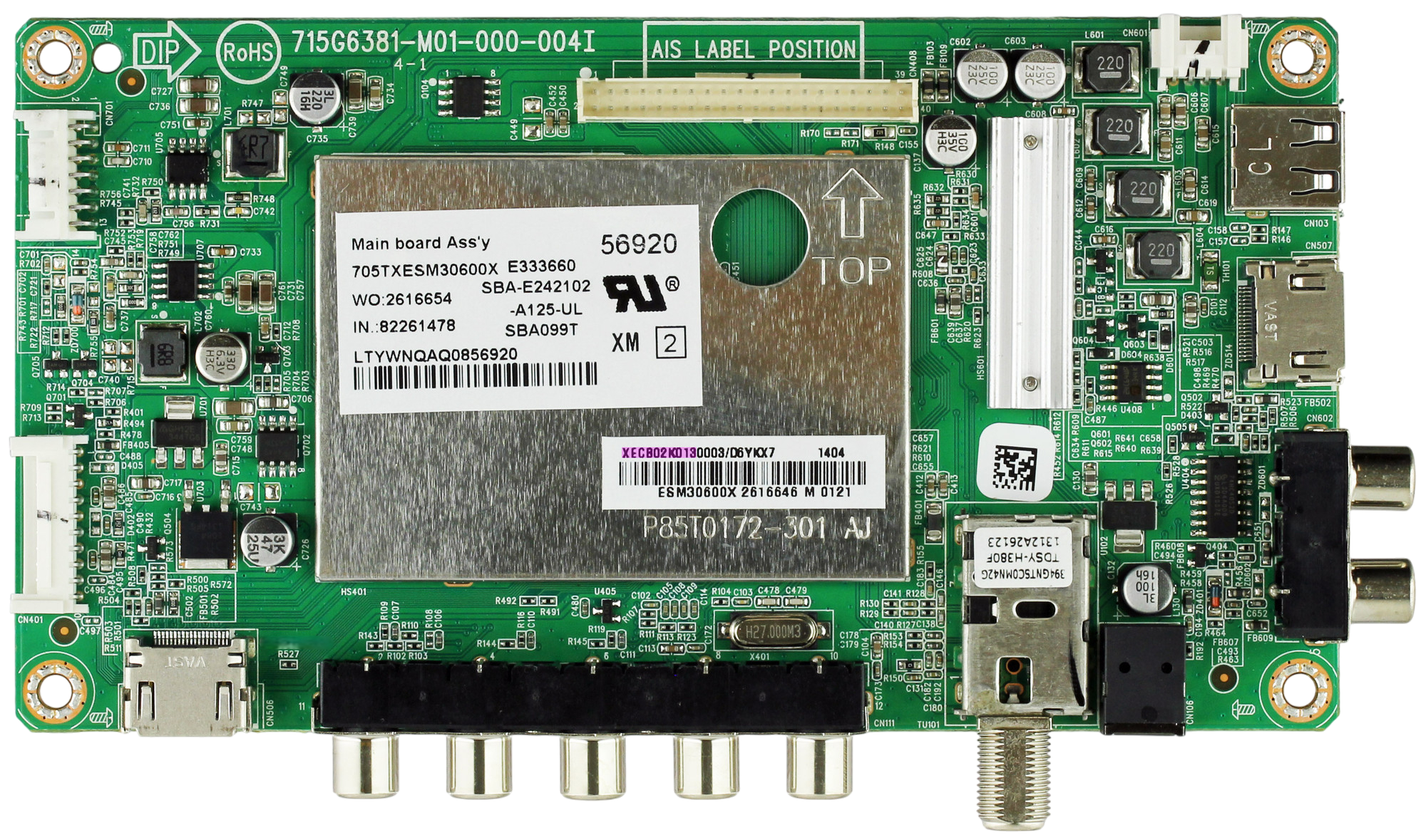 Vizio 756XECB02K013 Main Board for E390-A1 (LTYWNQAQ serial)