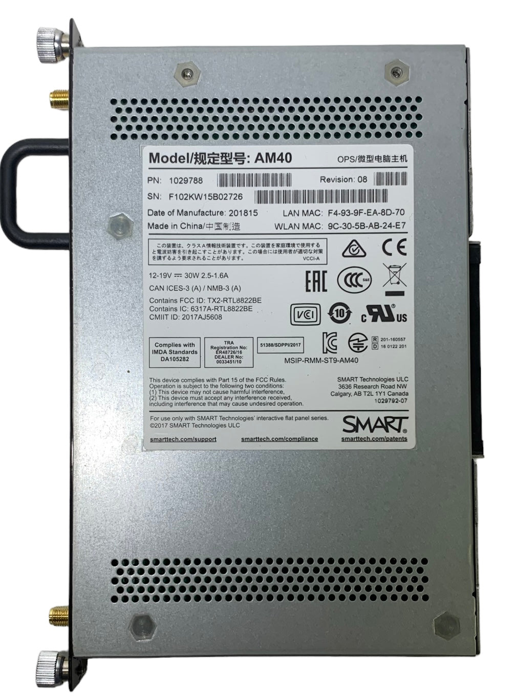 Smart Technologies 1029788 AM40 Appliance Smart Board Interactive Disp